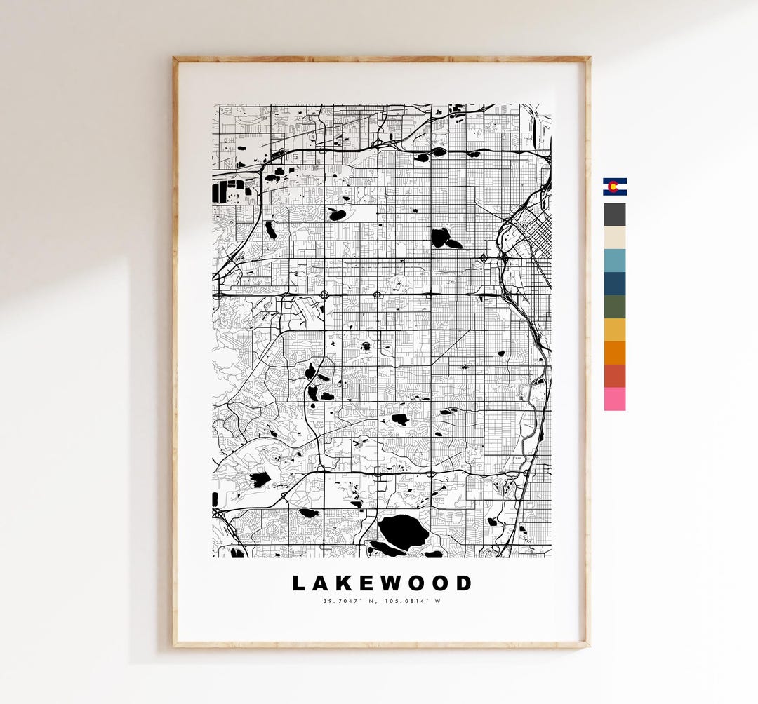 Lakewood Map Print - City Map Poster - Map Art - USA City Maps ...