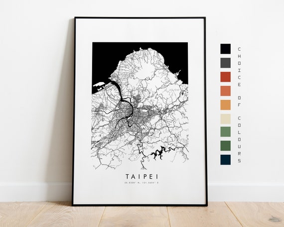 Taipei Map Print City Map Poster Map Art Map Wall Art - Etsy