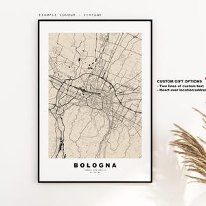Bologna Map Print - City Map Poster - Map Art - Map Wall Art - Italy ...