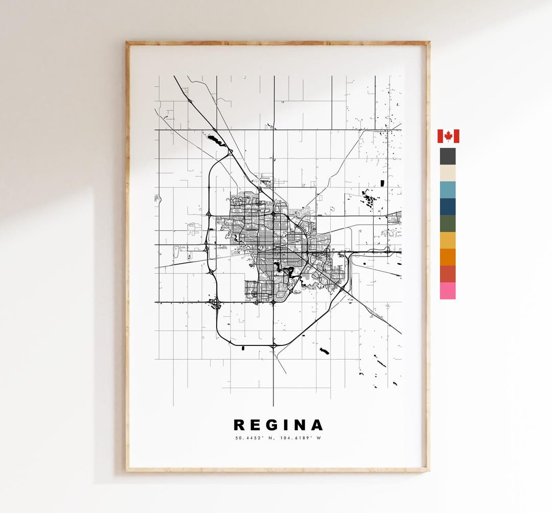 Regina Map Print City Map Poster Map Art Map Wall Art Canada City Maps ...