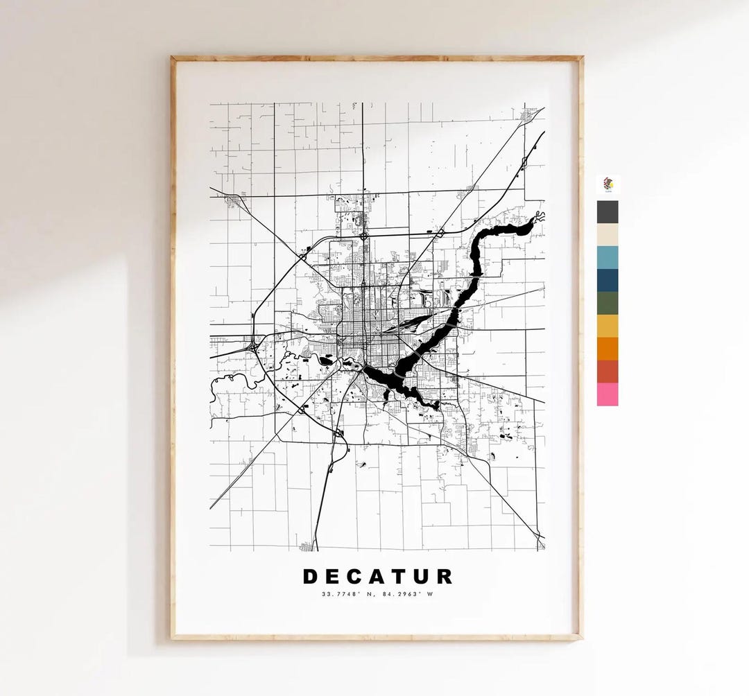 Decatur Map Print - City Map Poster - Map Art - USA City Maps - Decatur ...