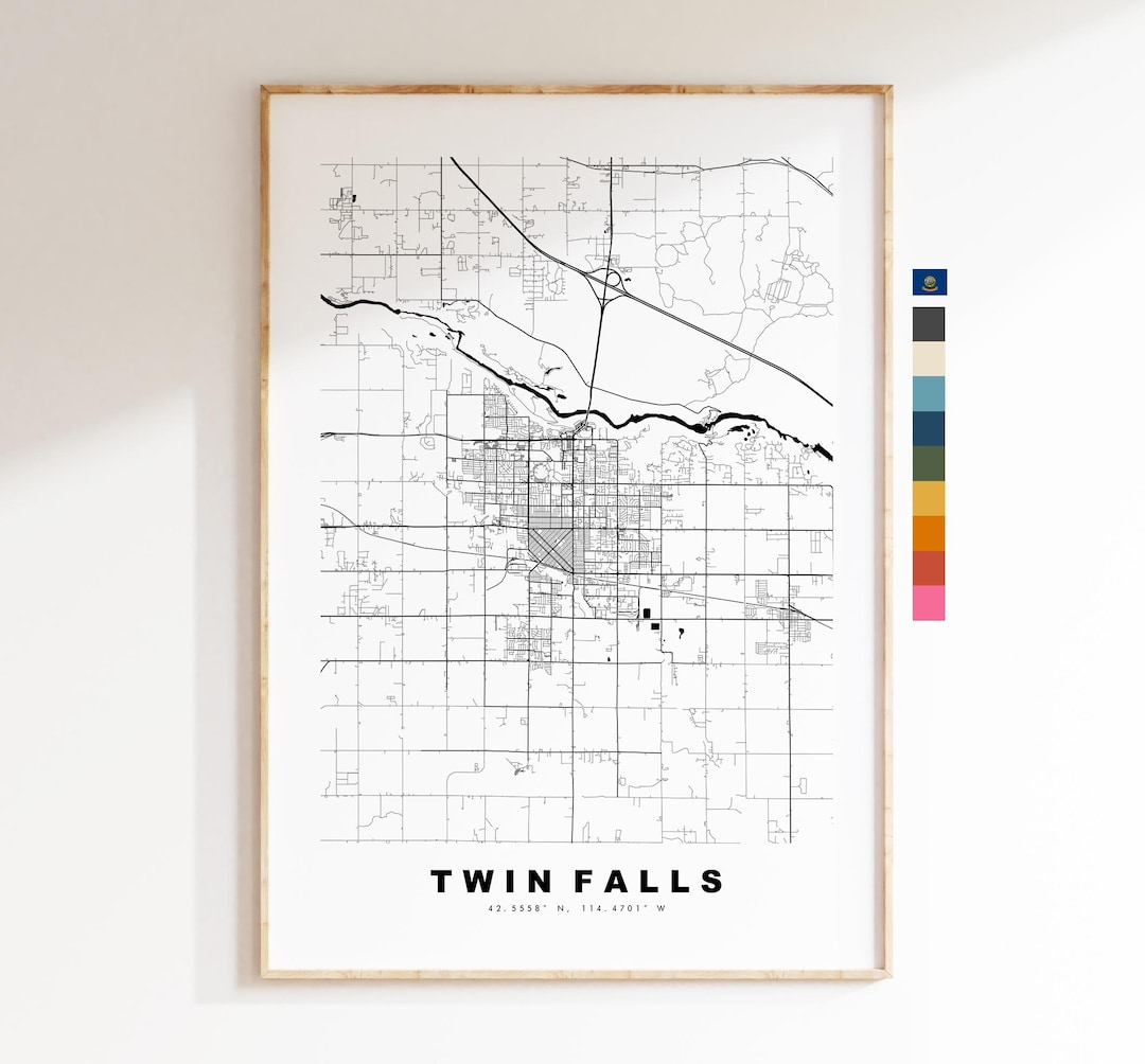 Twin Falls Map Print - City Map Poster - Map Art - USA City Maps - Twin ...