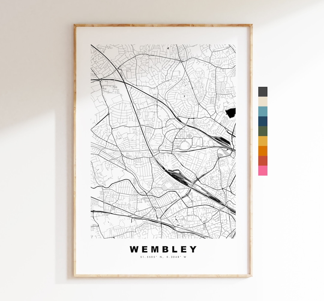Wembley Map Print - Minimalist City Map Poster - Map Art - London, UK ...