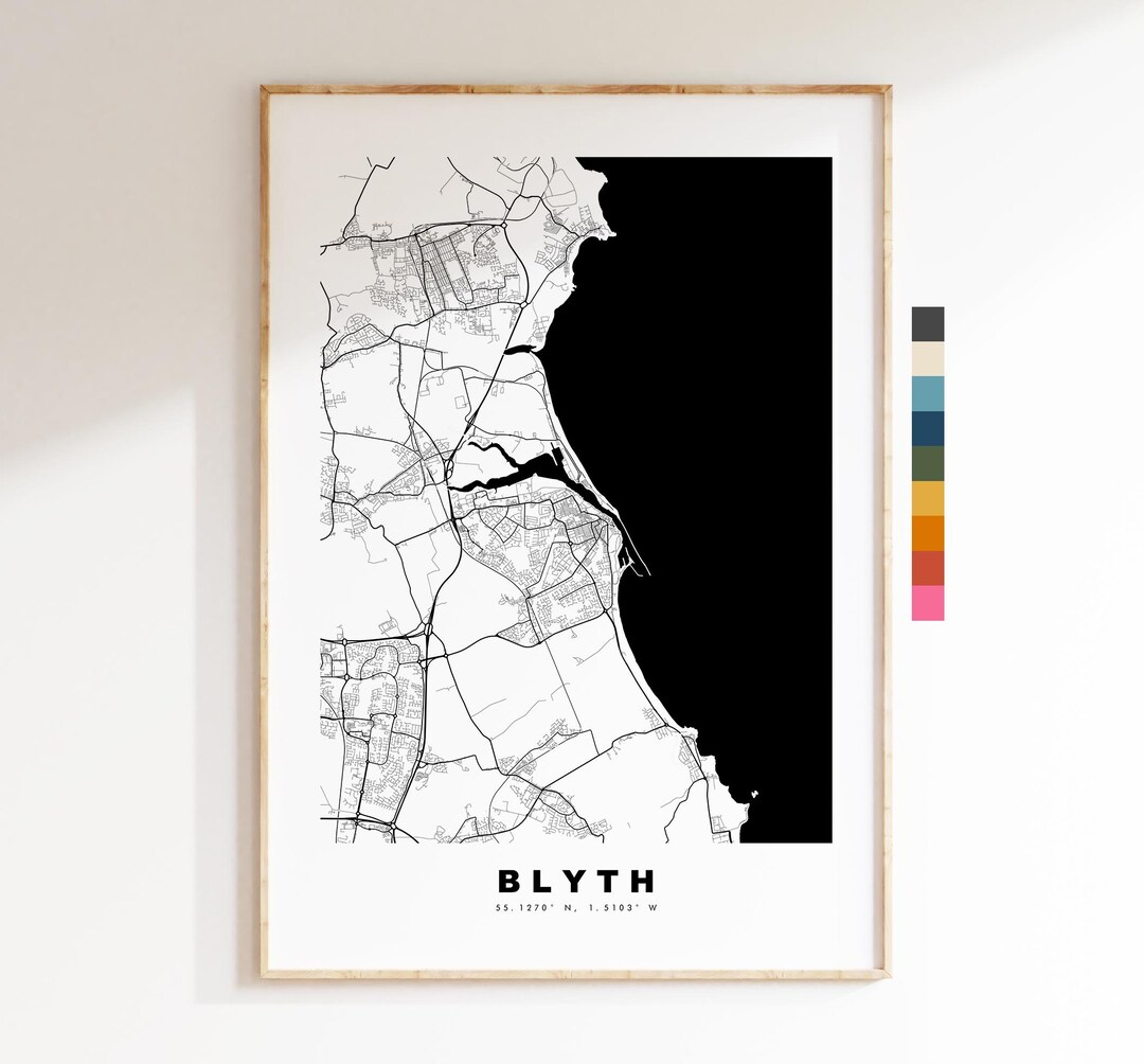 Blyth Map Print - Minimalist City Map Poster - Map Art - UK - Blyth ...