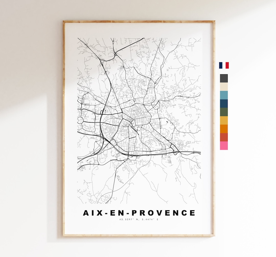 Aix En Provence Map Print - City Map Poster - Map Wall Art - France ...