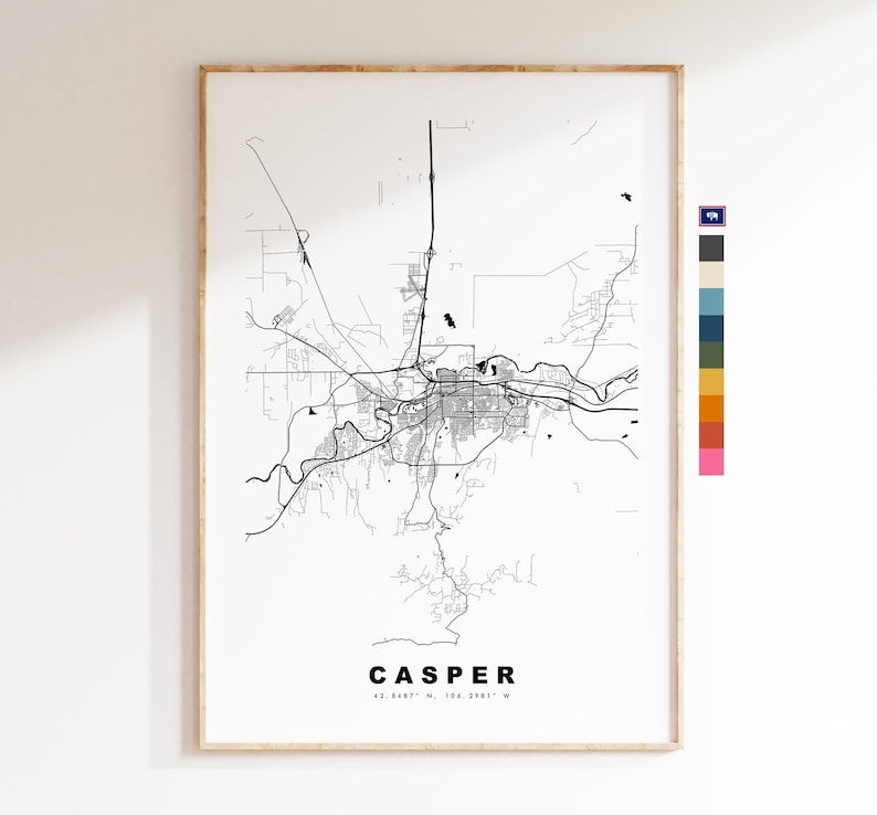 Casper Map Print - City Map Poster - Map Art - USA City Maps - Casper ...