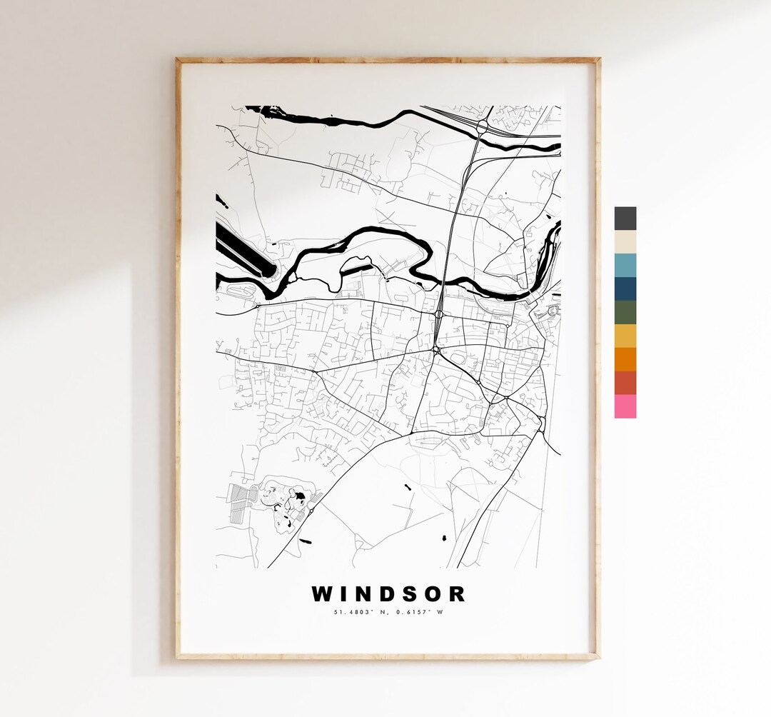 Windsor Map Print - Minimalist City Map Poster - Map Art - UK - Windsor ...