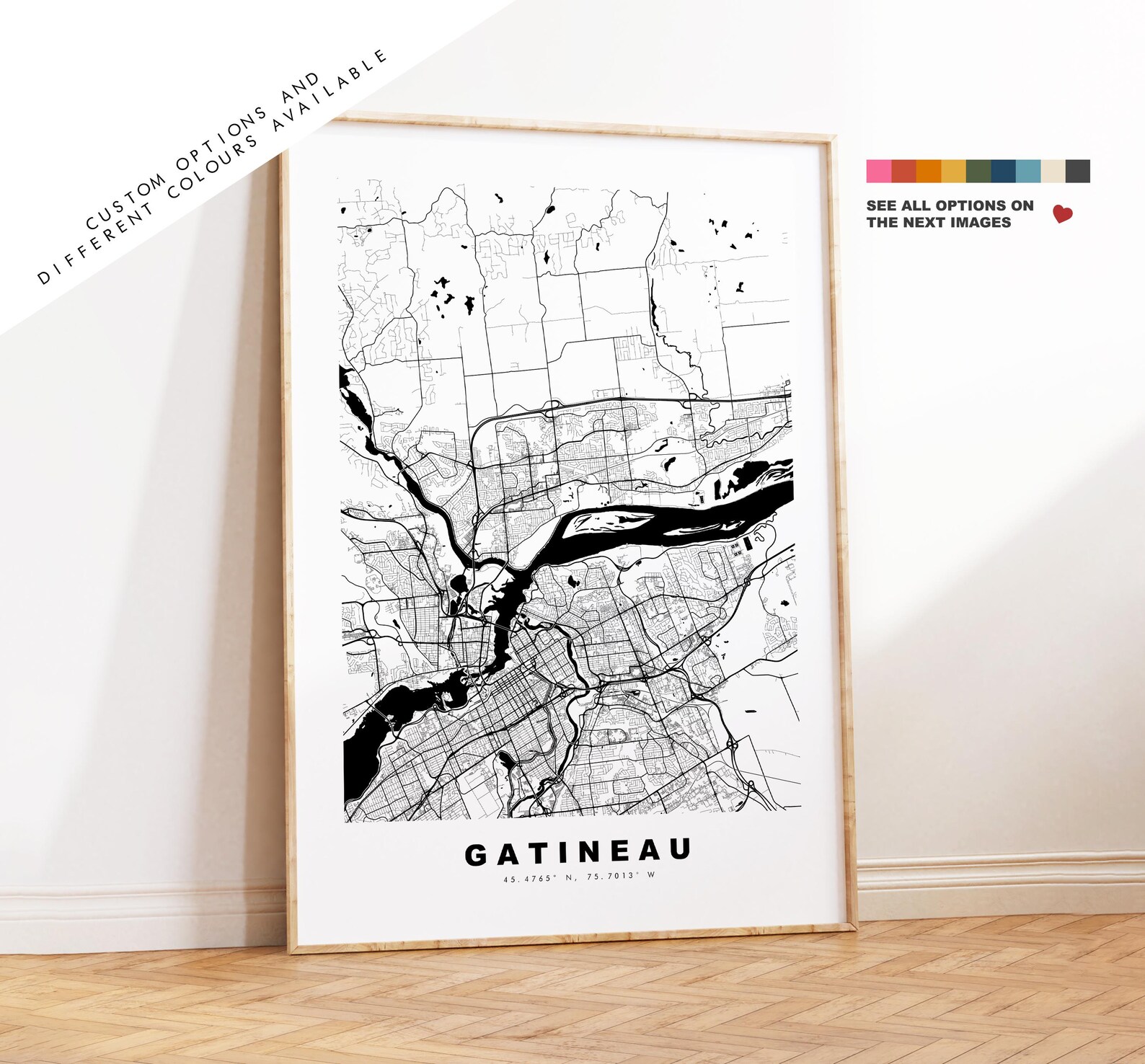 Gatineau Map Print - City Map Poster - Map Art - Map Wall Art - Canada ...