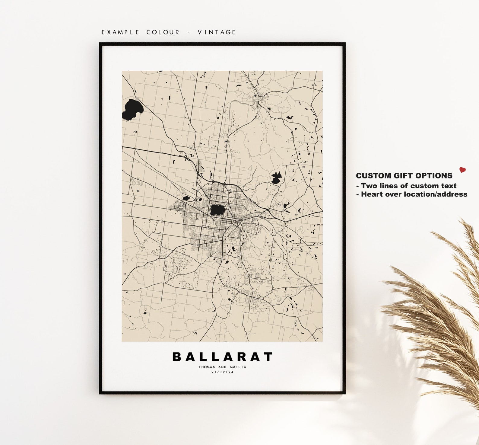 Ballarat Map Print - City Map Poster - Map Wall Art - Australia City ...