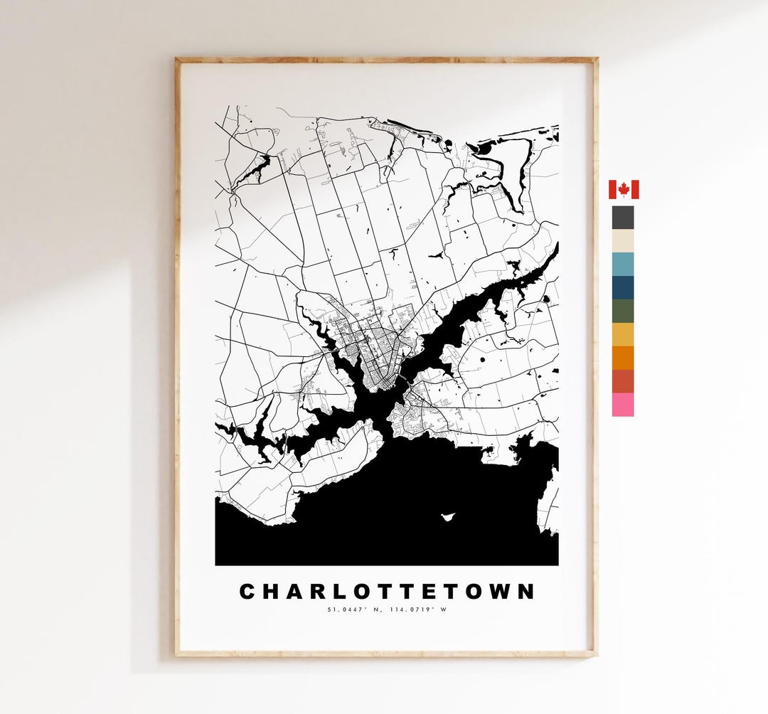 Charlottetown Map Print - City Map Poster - Map Art - Map Wall Art ...