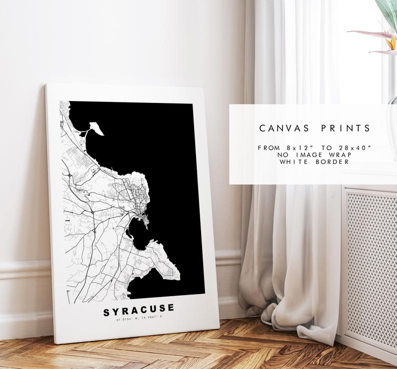 Syracuse Map Print - City Map Poster - Map Art - Map Wall Art - Italy ...