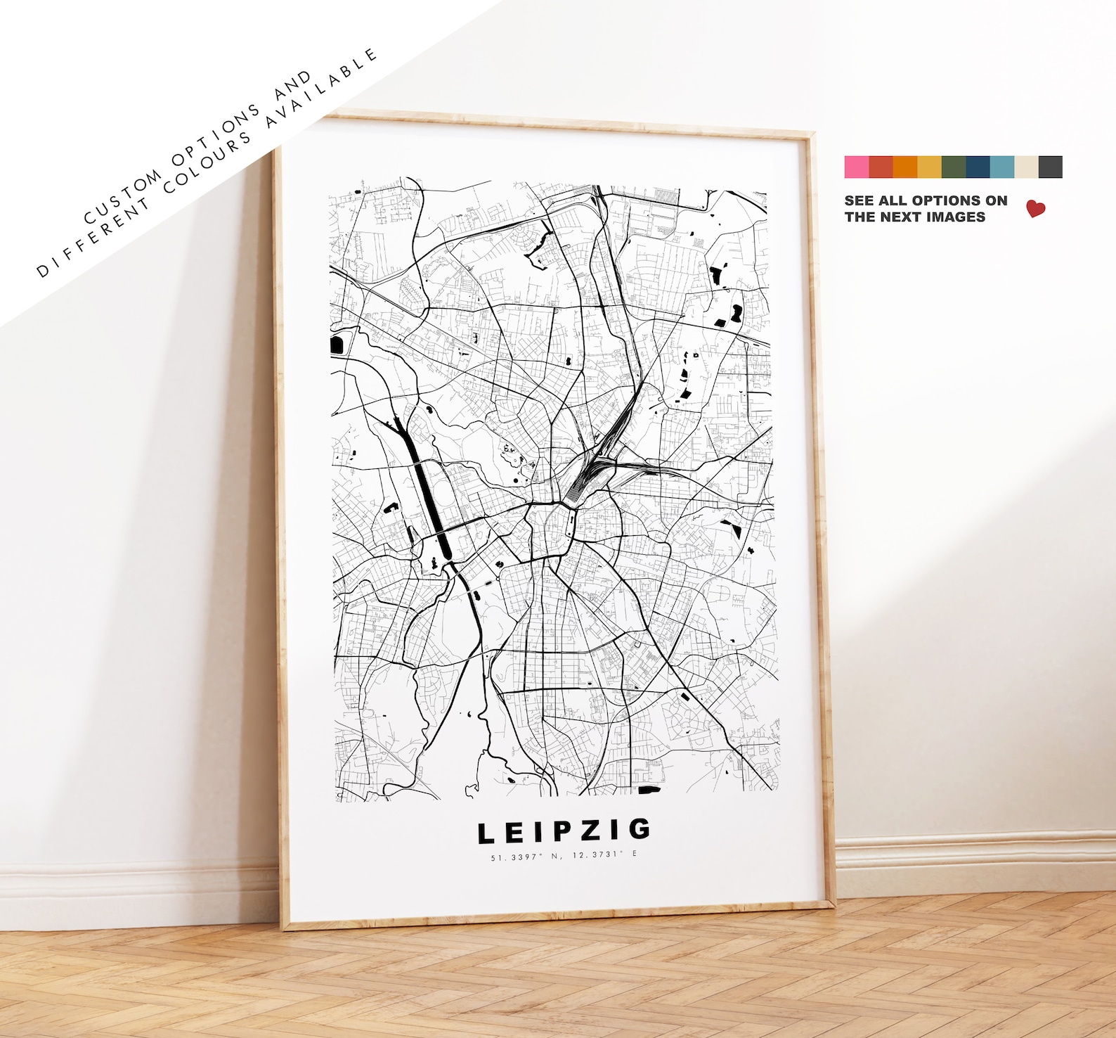 Leipzig Map Print - City Map Poster - Map Wall Art - Germany City Maps ...