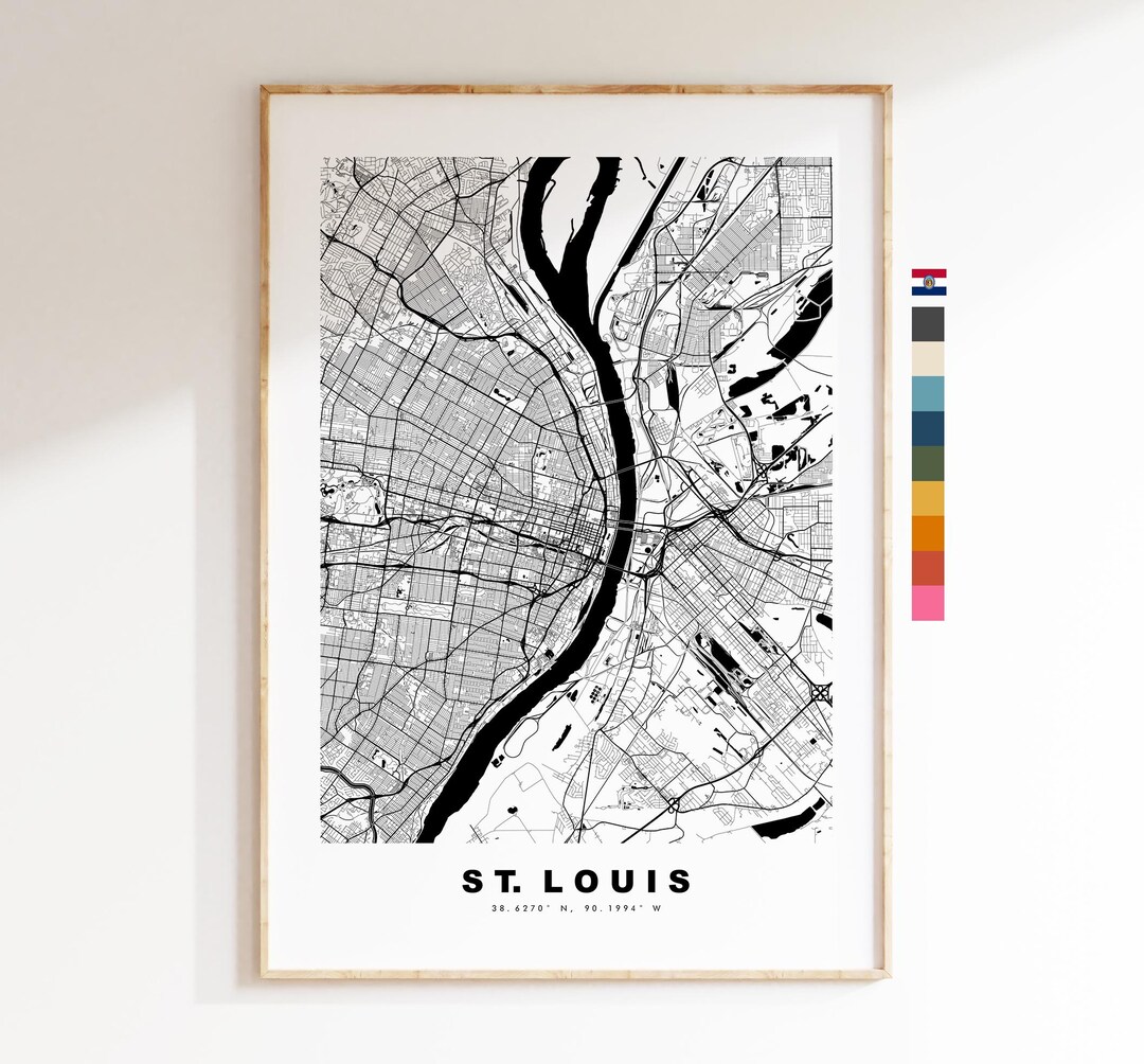 St Louis Map Print - City Map Poster - Map Art - USA City Maps - St ...