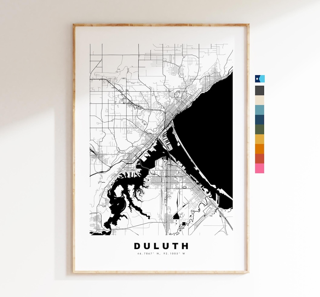 Duluth Map Print - City Map Poster - Map Art - USA City Maps - Duluth ...