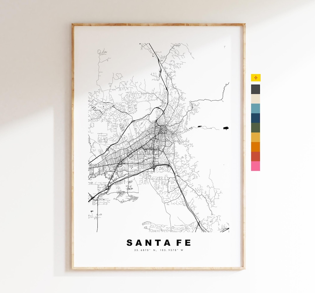 Santa Fe Map Print - City Map Poster - Map Art - USA City Maps - Santa ...