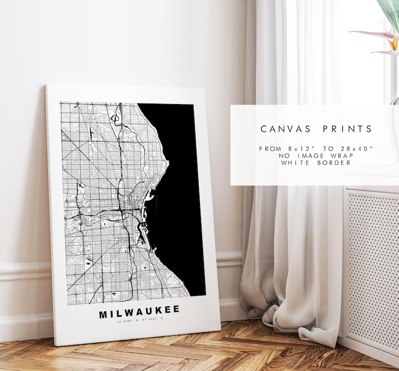Milwaukee Map Print - City Map Poster - Map Art - USA City Maps ...
