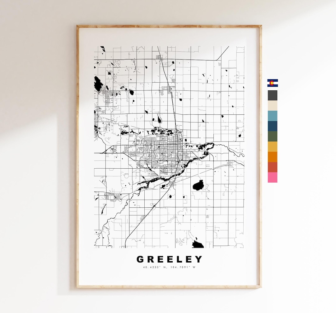 Greeley Map Print - City Map Poster - Map Art - USA City Maps - Greeley ...