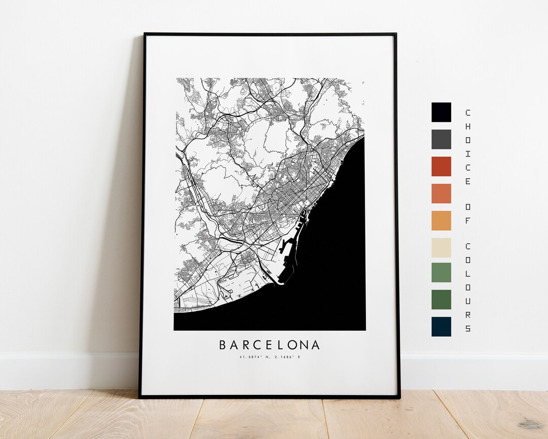Barcelona Map Print City Map Poster Map Art Map Wall Art - Etsy