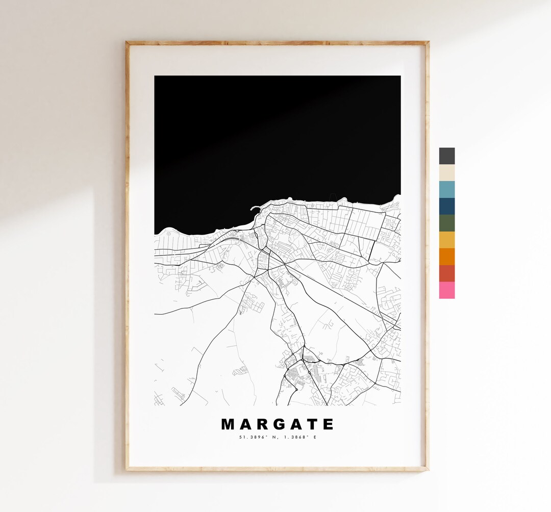 Margate Map Print - Minimalist City Map Poster - Map Wall Art - UK ...