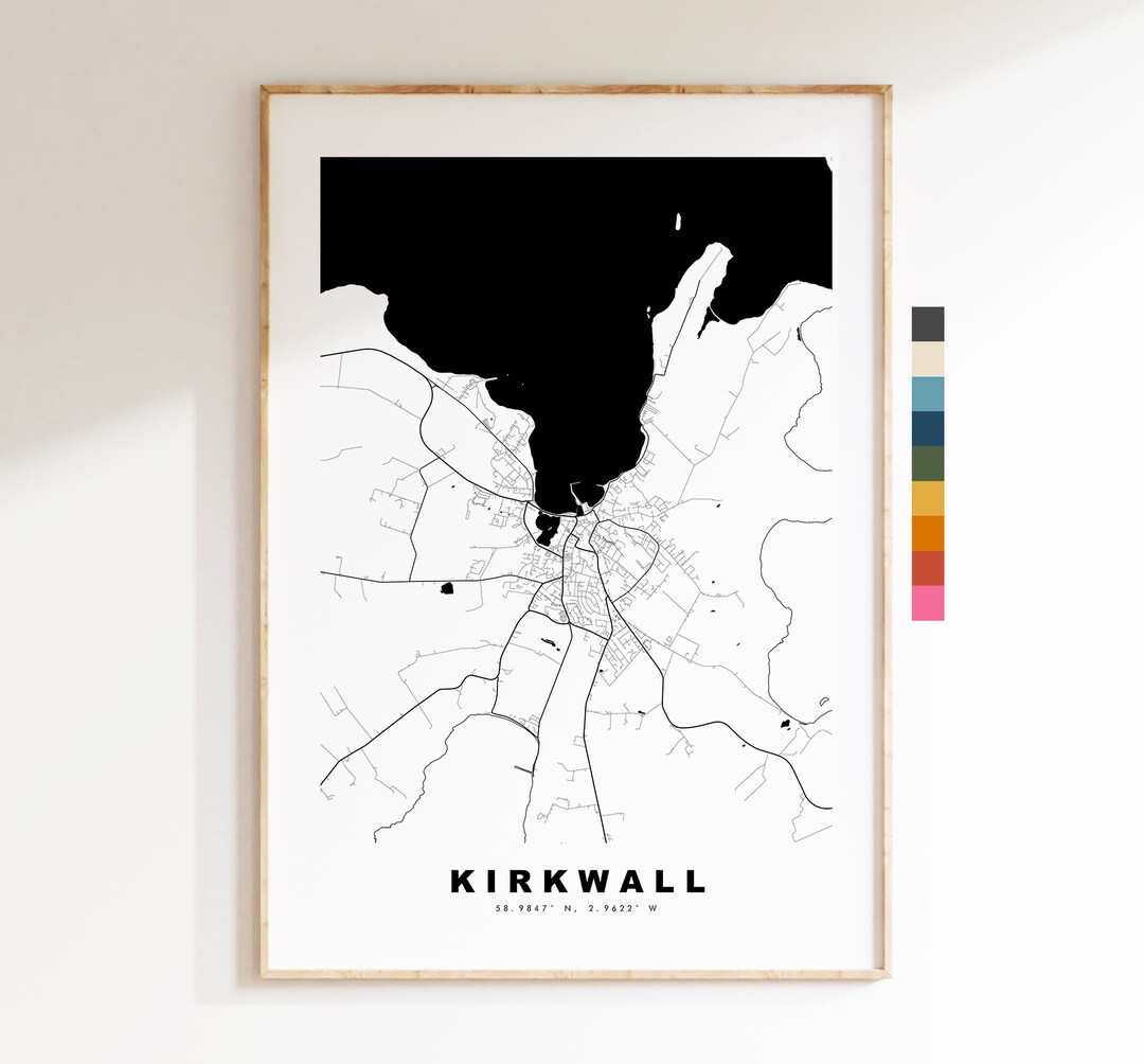Kirkwall Map Print - Minimalist City Map Poster - Map Wall Art ...