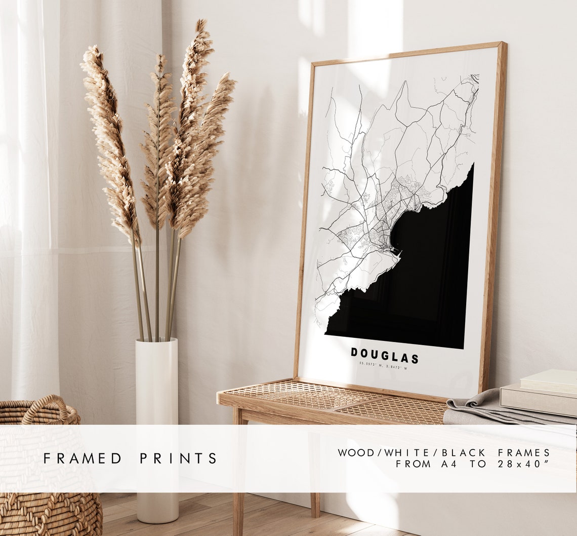 Douglas Map Print - Minimalist City Map Poster - Map Wall Art - Jersey ...