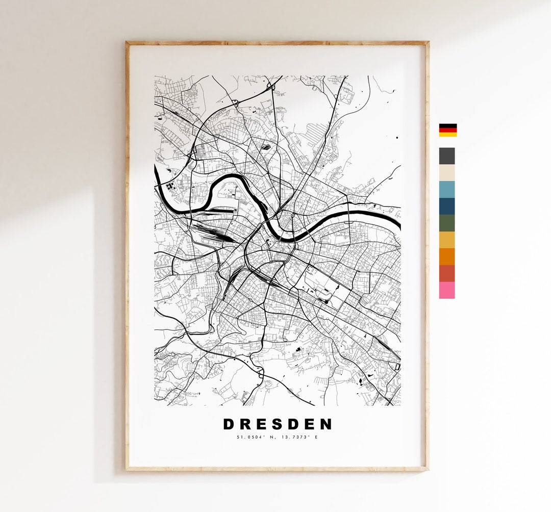 Dresden Map Print - City Map Poster - Map Wall Art - Germany City Maps ...
