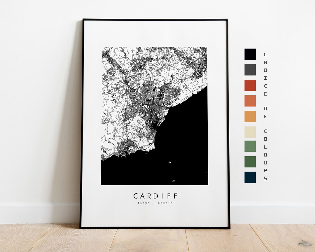 Cardiff Map Print City Map Poster Map Art Map Wall Art UK City Map ...