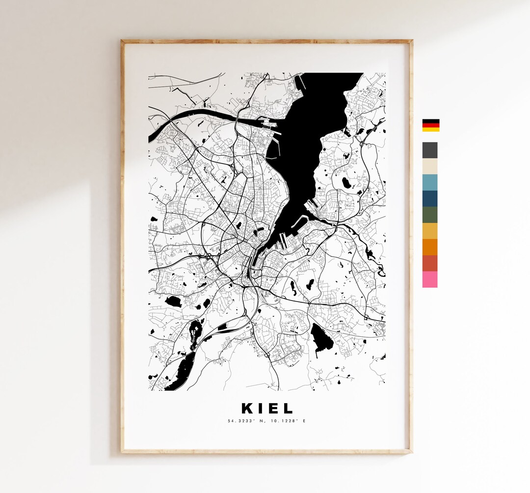Kiel Map Print - City Map Poster - Map Wall Art - Germany City Maps ...