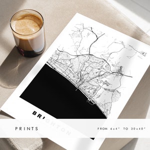 Brighton Map Print - Minimalist City Map Poster - Map Art - UK ...