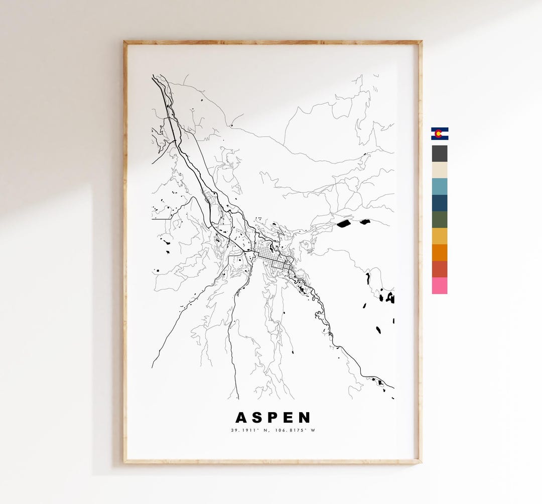 Aspen Map Print - City Map Poster - Map Art - USA City Maps - Aspen ...