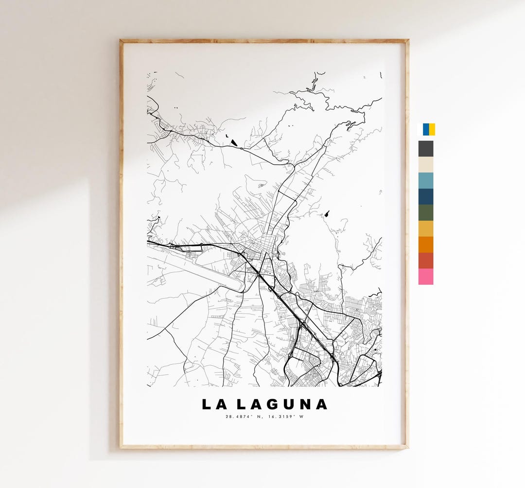 La Laguna Map Print - City Map Poster - Tenerife - Map Wall Art - Spain ...