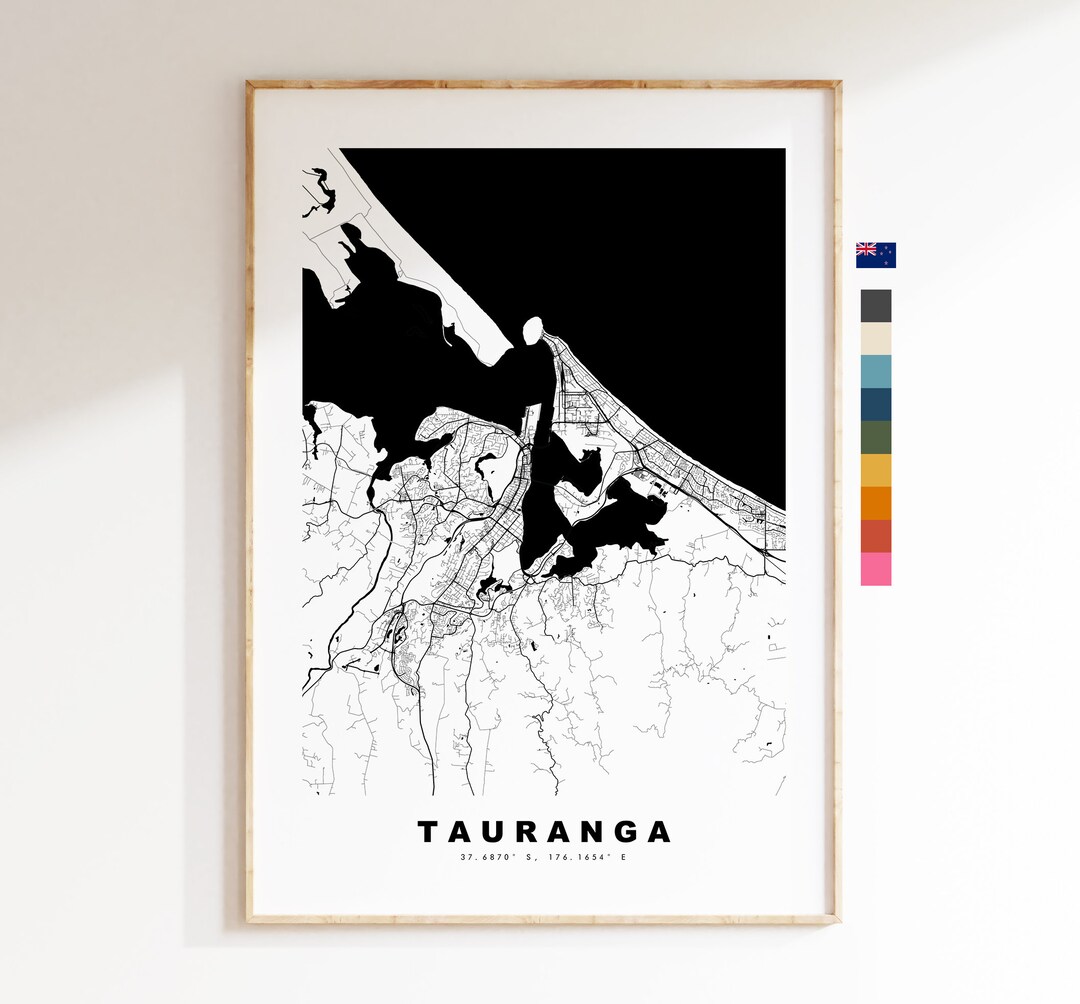 Tauranga Map Print - City Map Poster - Map Wall Art - New Zealand City ...