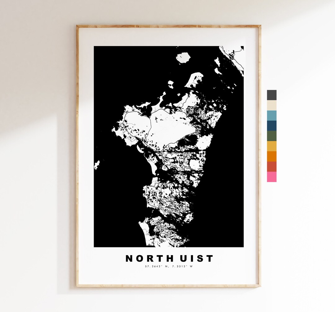 North Uist Map Print Minimalist Map Poster Map Wall Art Scotland North ...