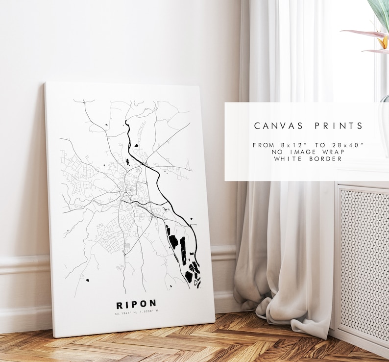 Ripon Map Print - Minimalist City Map Poster - Map Art - UK - Ripon ...