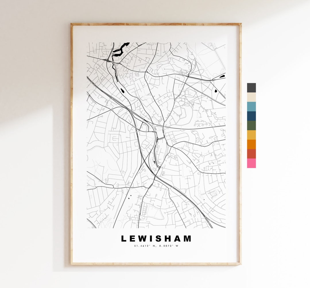 Lewisham Map Print - Minimalist City Map Poster - Map Art - London, UK ...