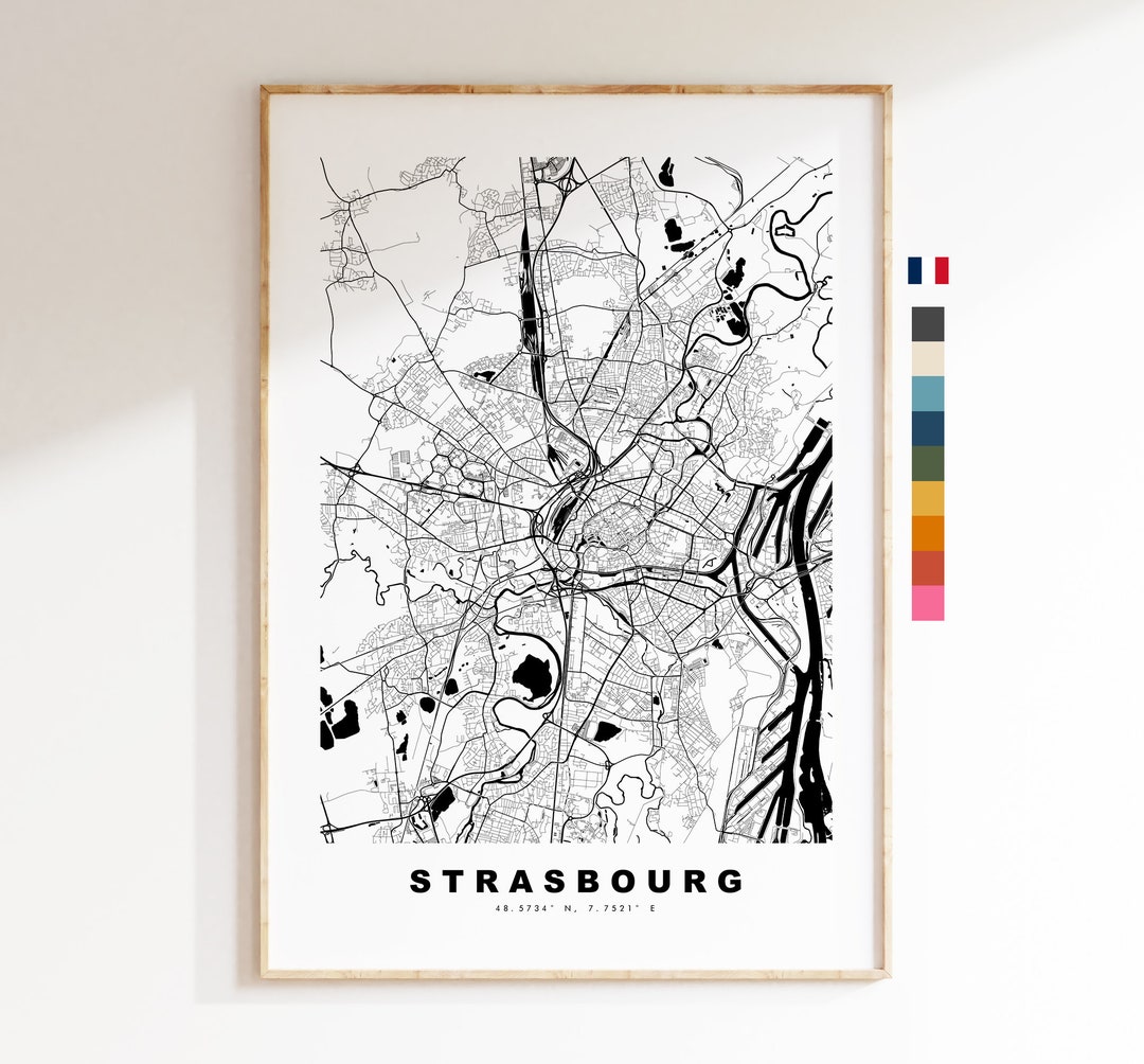 Strasbourg Map Print - City Map Poster - Map Wall Art - France City ...