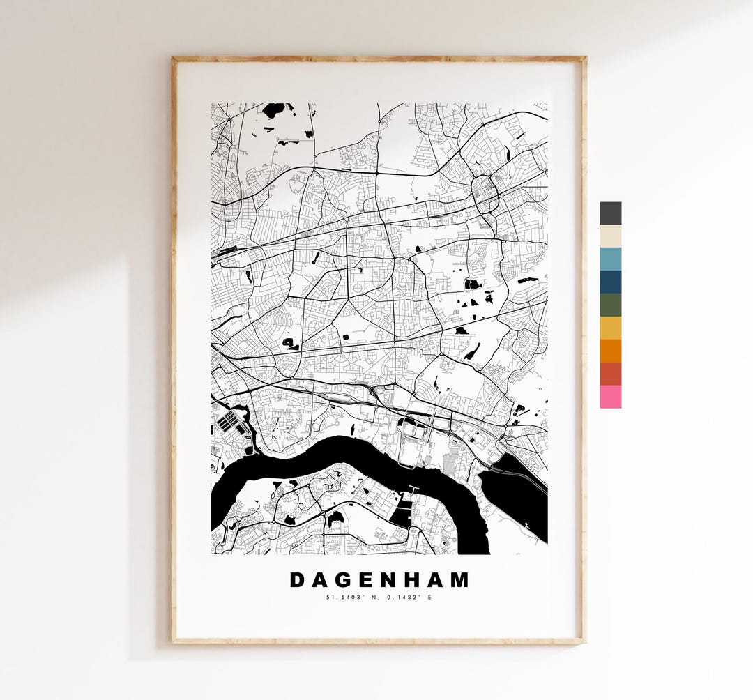 Dagenham Map Print - Minimalist City Map Poster - Map Art - UK ...