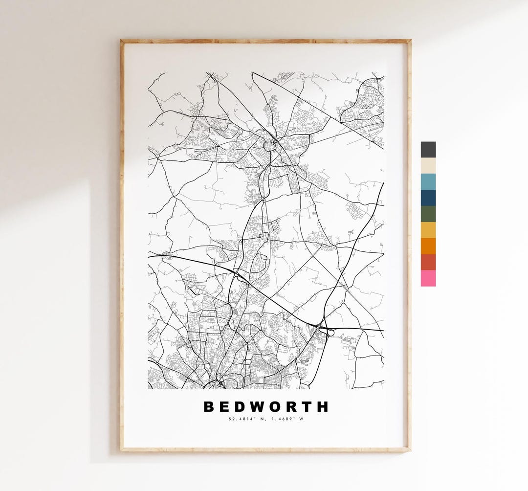 Bedworth Map Print - Minimalist City Map Poster - Map Art - UK ...