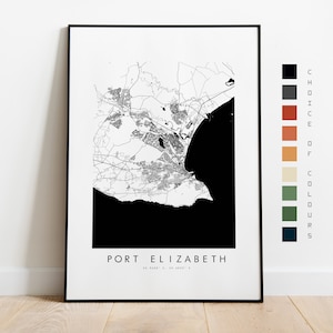 Port Elizabeth Map Print - City Map Poster - Map - Map Wall Art - South ...