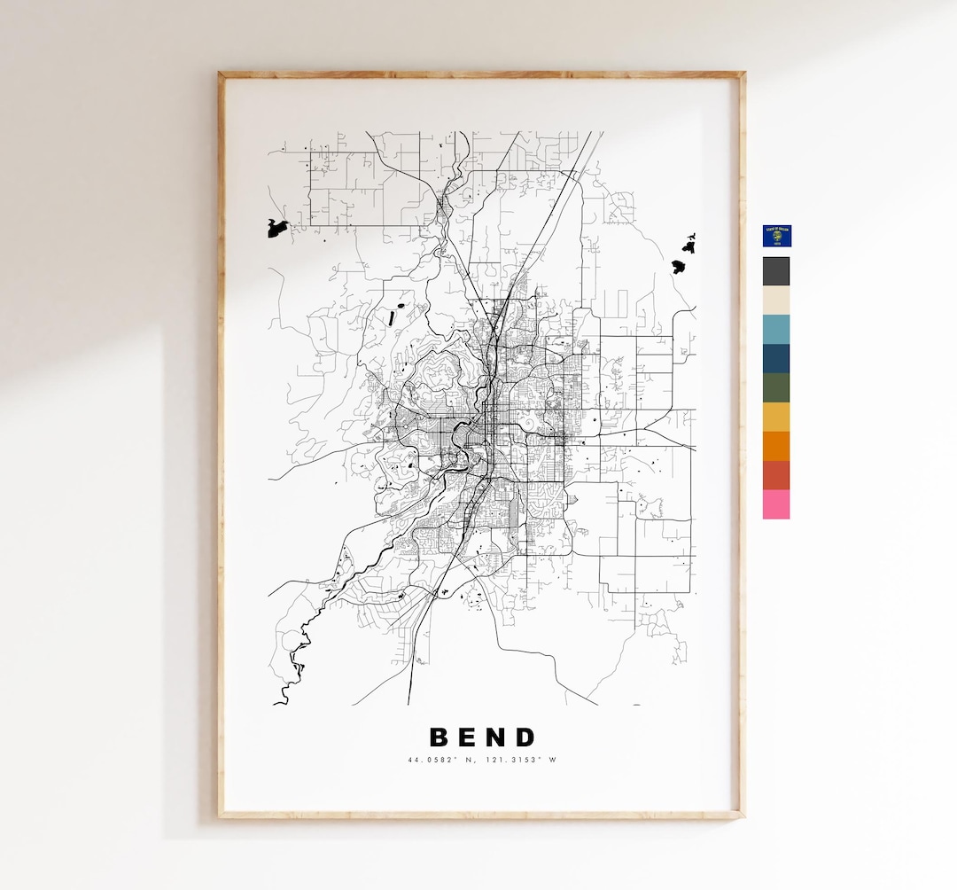 Bend Map Print - City Map Poster - Map Art - USA City Maps - Bend Print ...