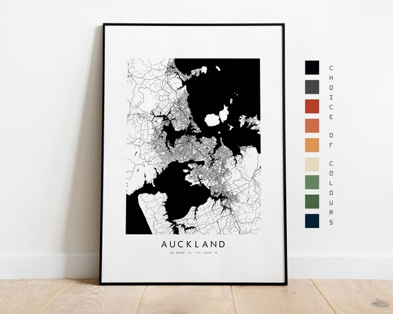 Auckland Map Print City Map Poster Map Art Map Wall Art - Etsy