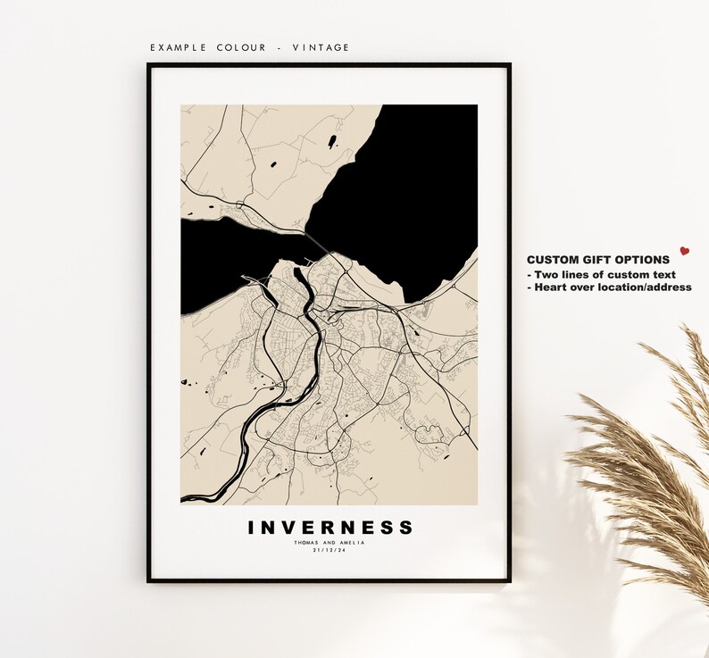 Inverness Map Print - Minimalist City Map Poster - Map Art - Scotland ...