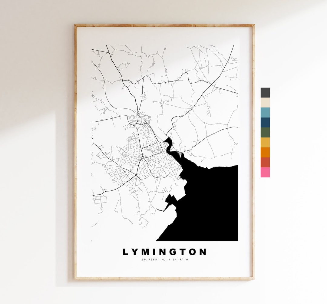 Lymington Map Print - Minimalist City Map Poster - Map Wall Art - UK ...