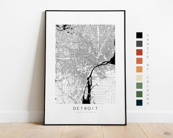 Detroit Map Print City Map Poster Map Art Map Wall Art - Etsy