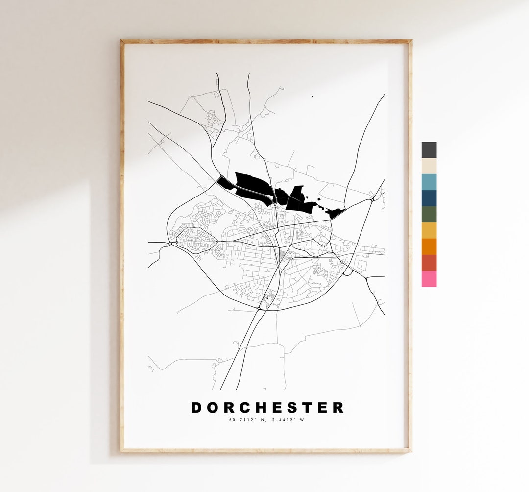 Dorchester Map Print - Minimalist City Map Poster - Map Wall Art - UK ...