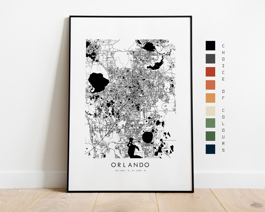 Orlando Map Print City Map Poster Map Art Map Wall Art USA City Map ...