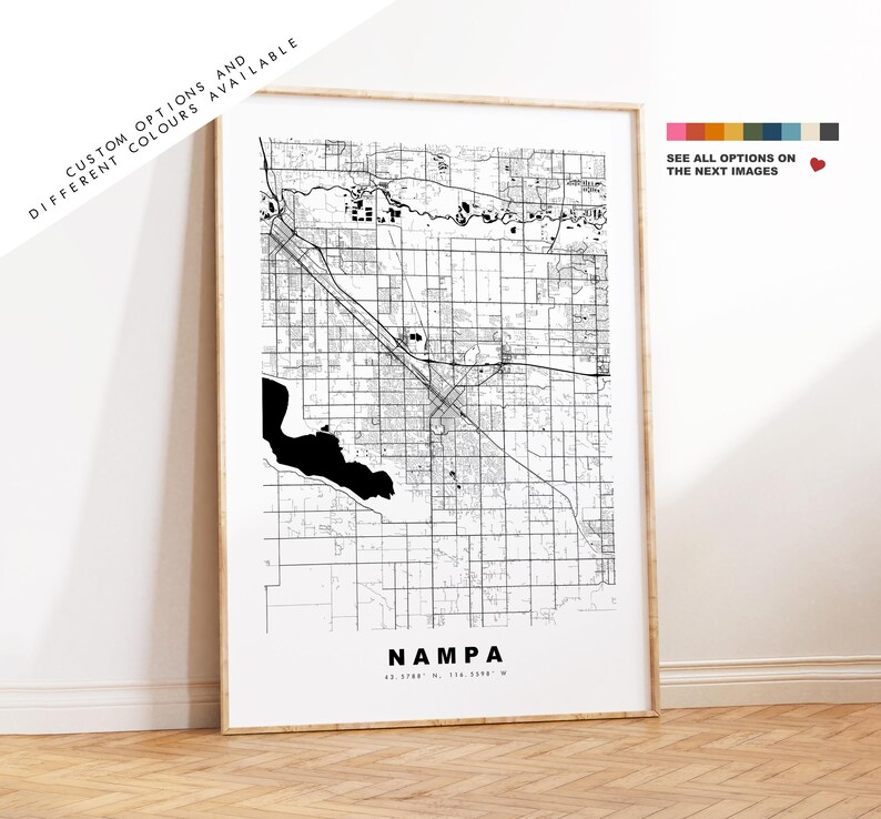 Nampa Map Print - City Map Poster - Map Art - USA City Maps - Nampa ...