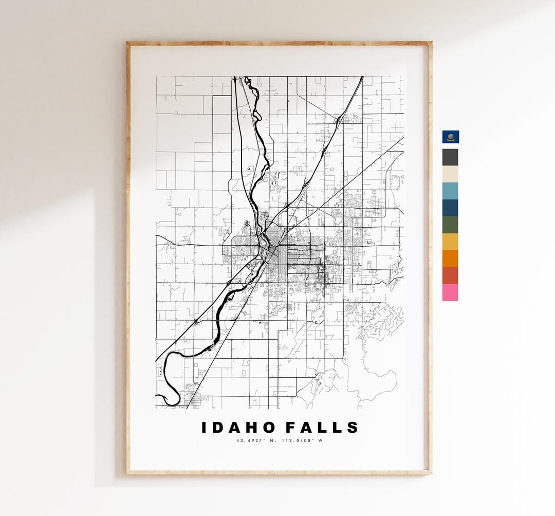 Idaho Falls Map Print - City Map Poster - Map Art - USA City Maps ...