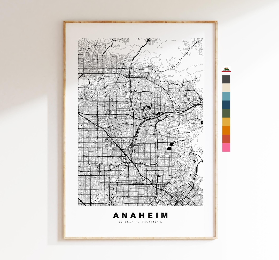 Anaheim Map Print - City Map Poster - Map Art - USA City Maps - Anaheim ...