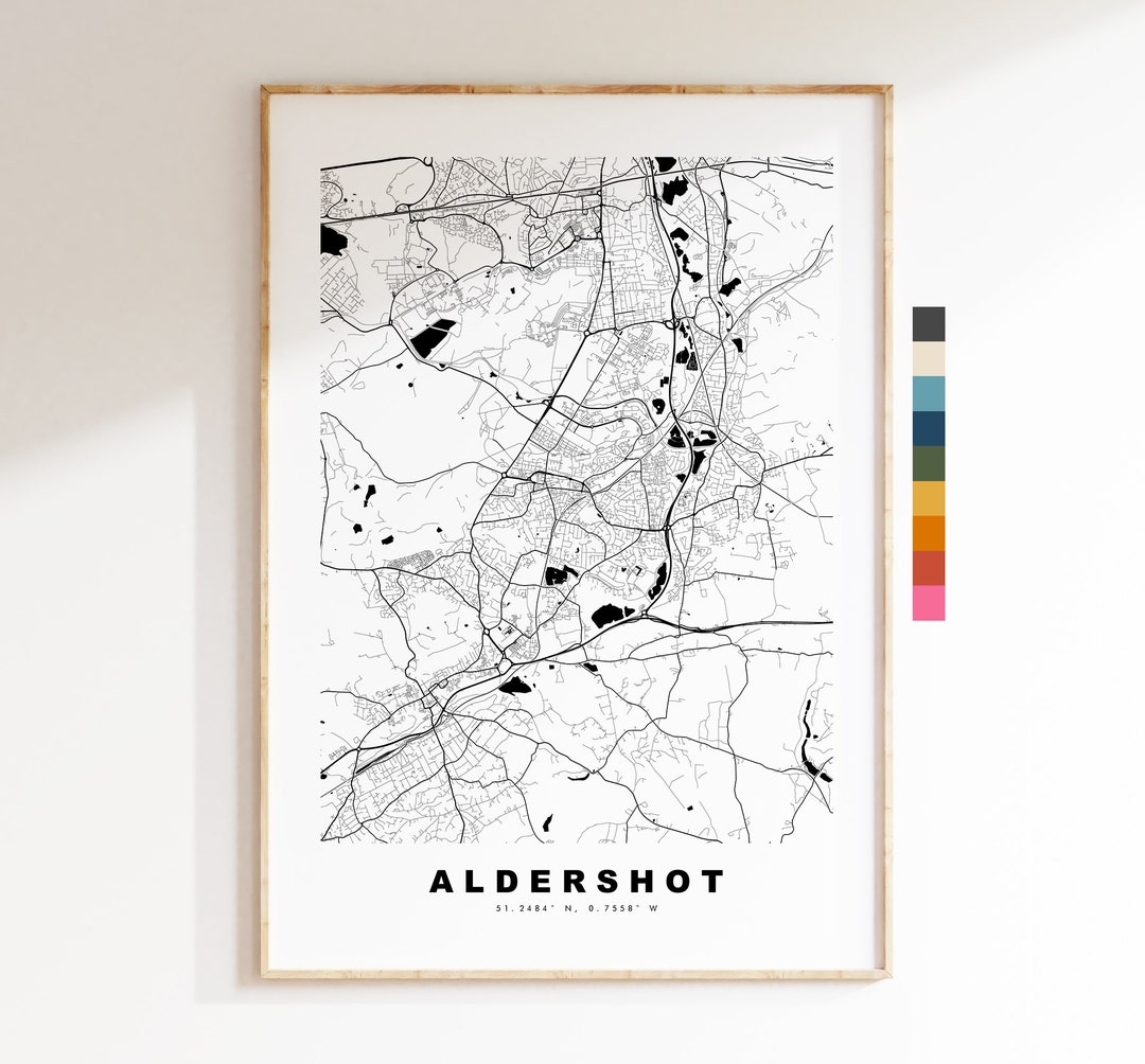 Aldershot Map Print - Minimalist City Map Poster - Map Art - UK ...